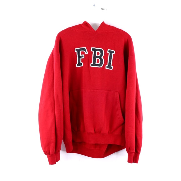 Vintage | Shirts | Vintage 9s Streetwear Fbi Hoodie Sweatshirt Red ...